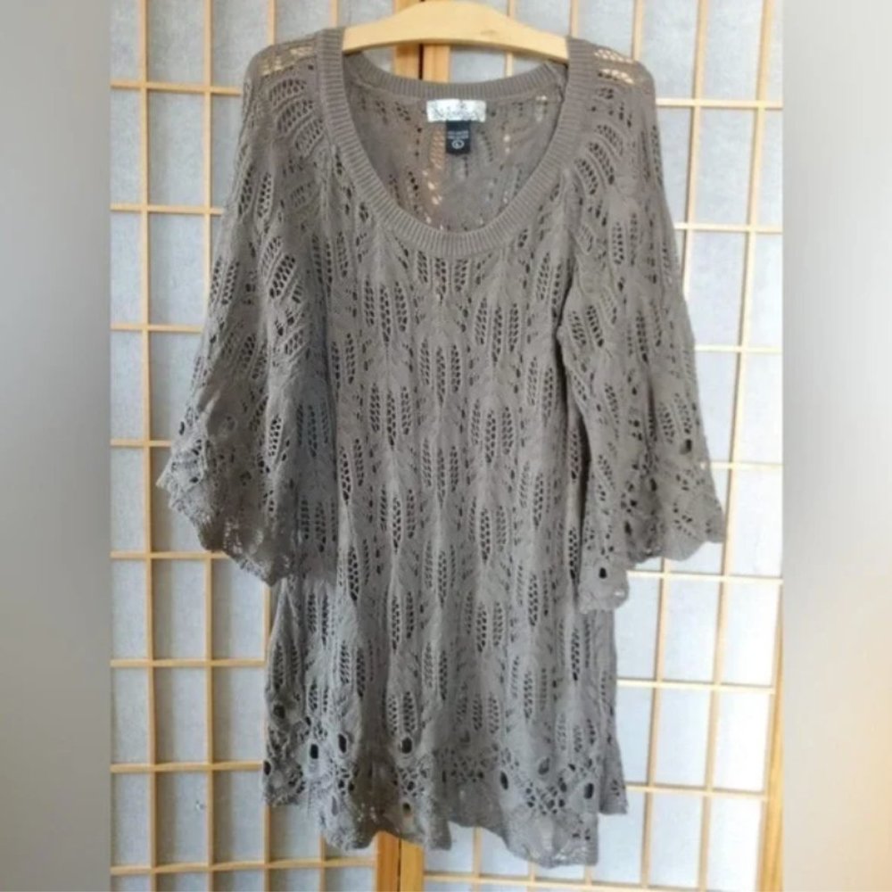 Olive Green Taupe Crochet Tunic - Large - Gem
